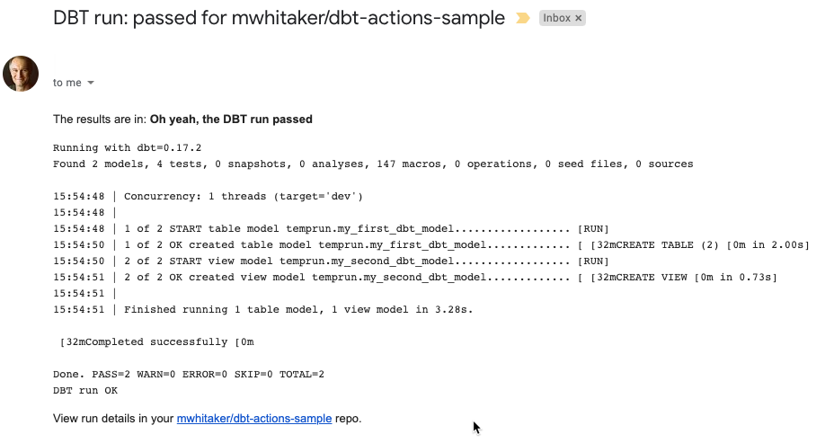 Running Dbt With Github Actions 